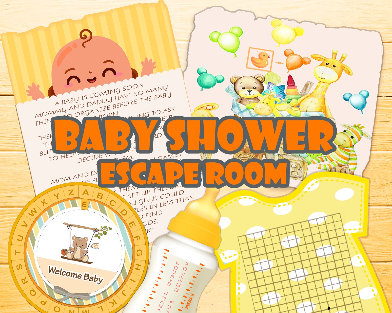 Baby Shower Escape Room No Gender Party Family Adults Kit Diy Printable ...