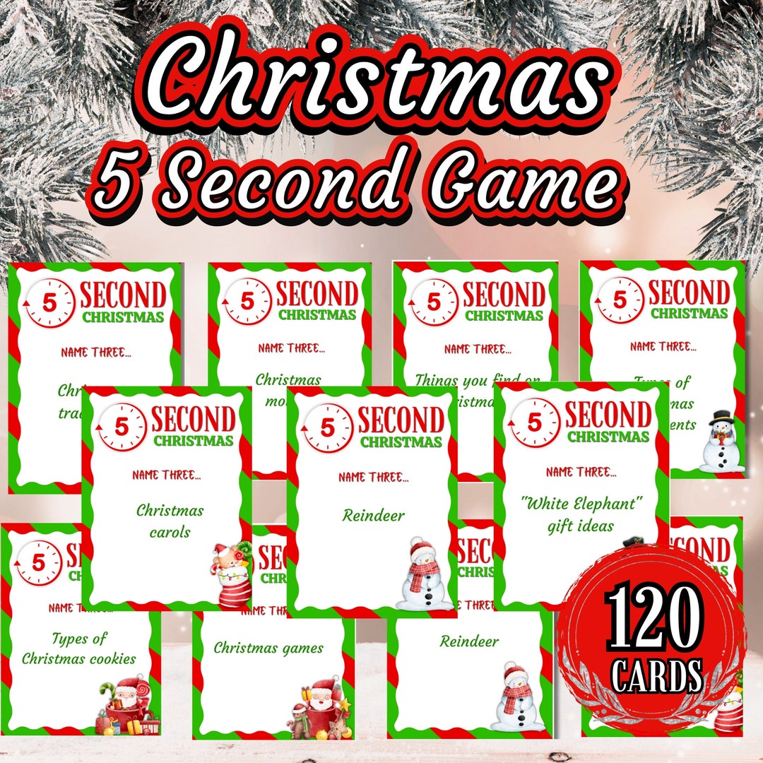 Christmas 5 Second Game Printable Christmas Game Christmas Party Game ...