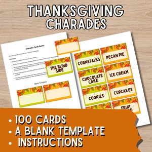 Thanksgiving Games Printable Charades Thanksgiving Games Ladies Night ...