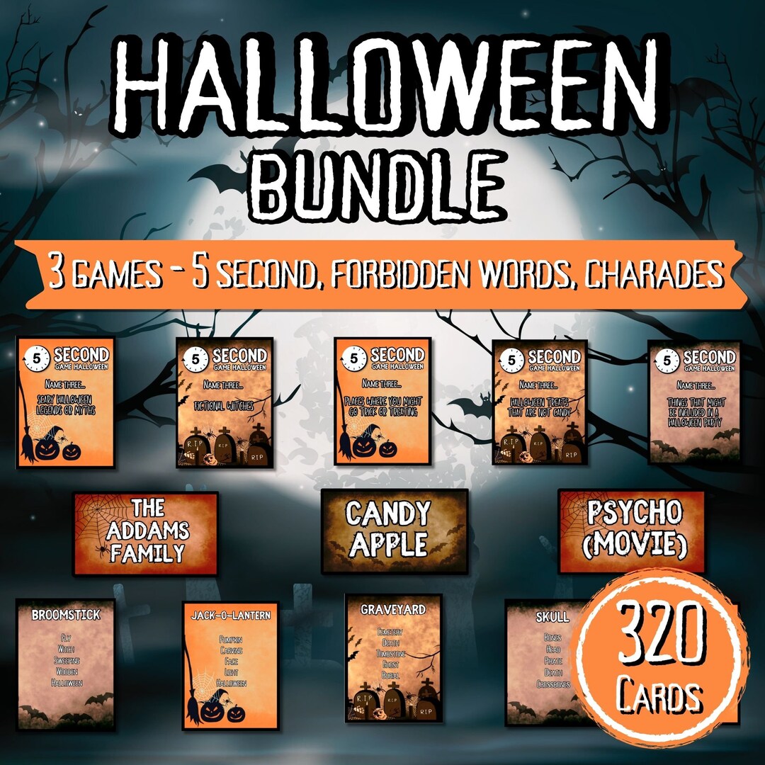 Halloween Game Card Bundle Halloween Games Bundle Printable - Etsy
