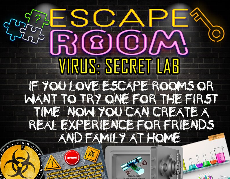 Virus: Secret Lab Escape Room Kit Real Life Home Family | Etsy
