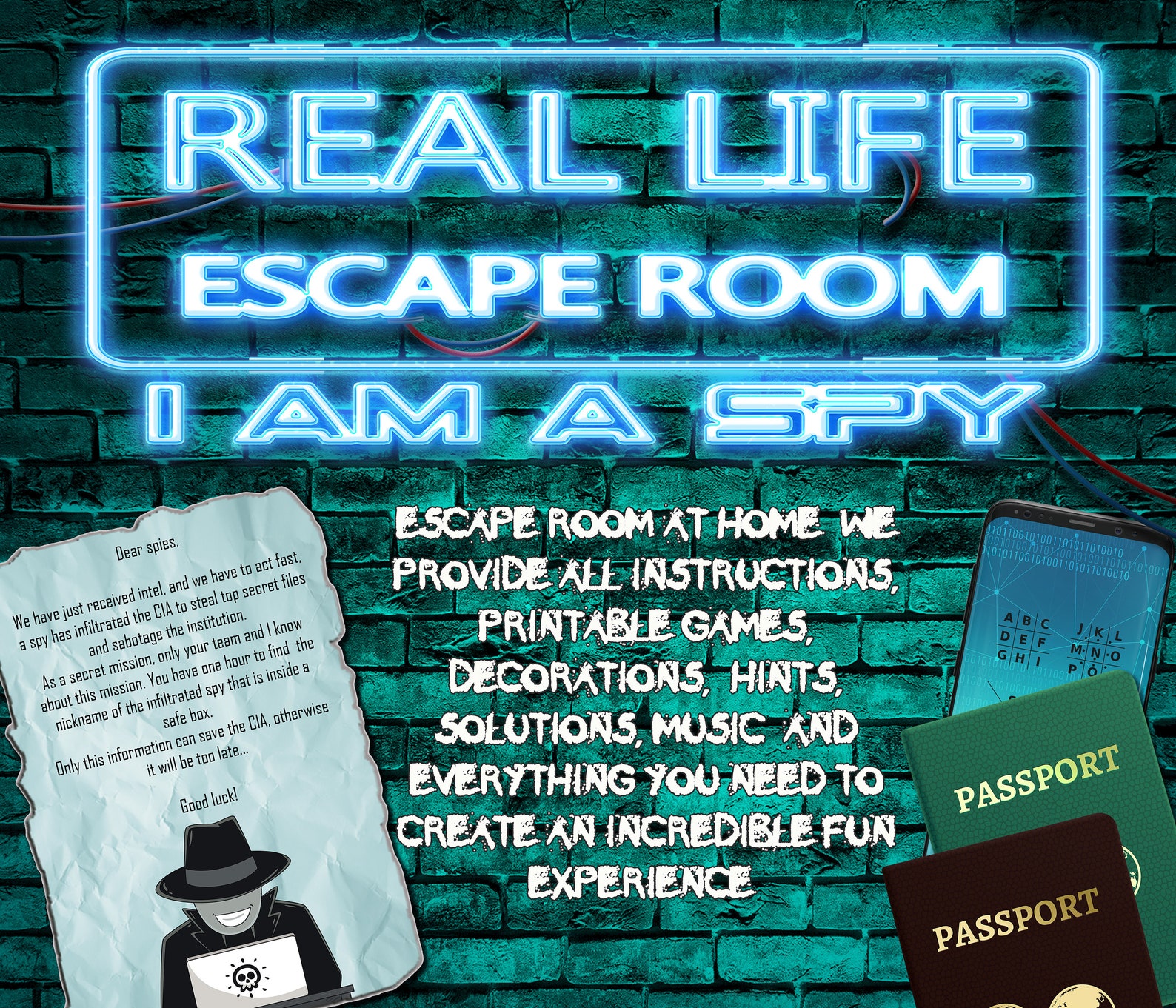 Spy Escape Room Real Life Kit at Home Kids Family Teenagers - Etsy ...