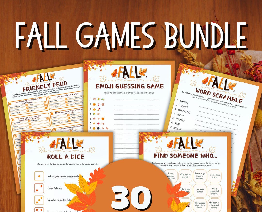 Fall Games Printable Bundle, Family Reunion Games Autumn Party Games ...