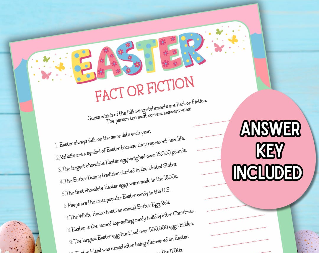 Easter Fact or Fiction Game Printable, Easter Game for Kids & Adults ...