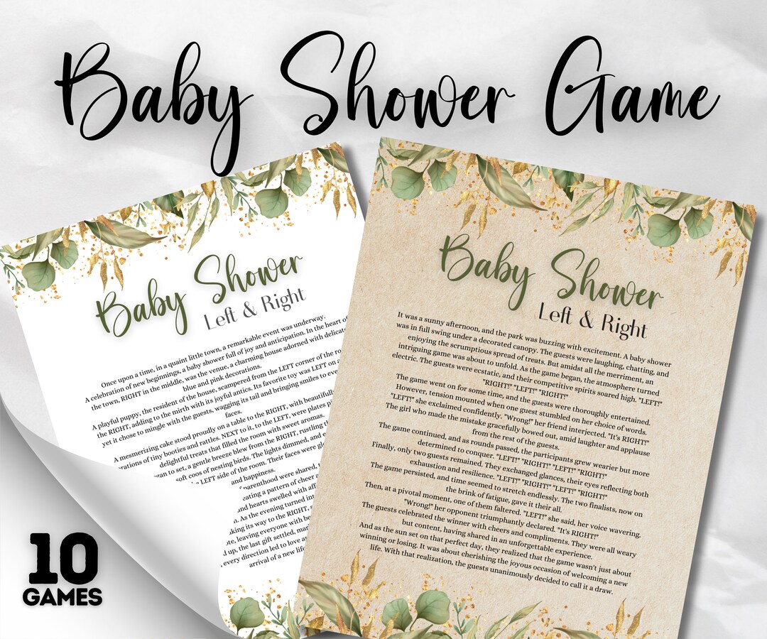 Left Right Baby Shower Game Printable Baby Shower Games Rustic Floral ...