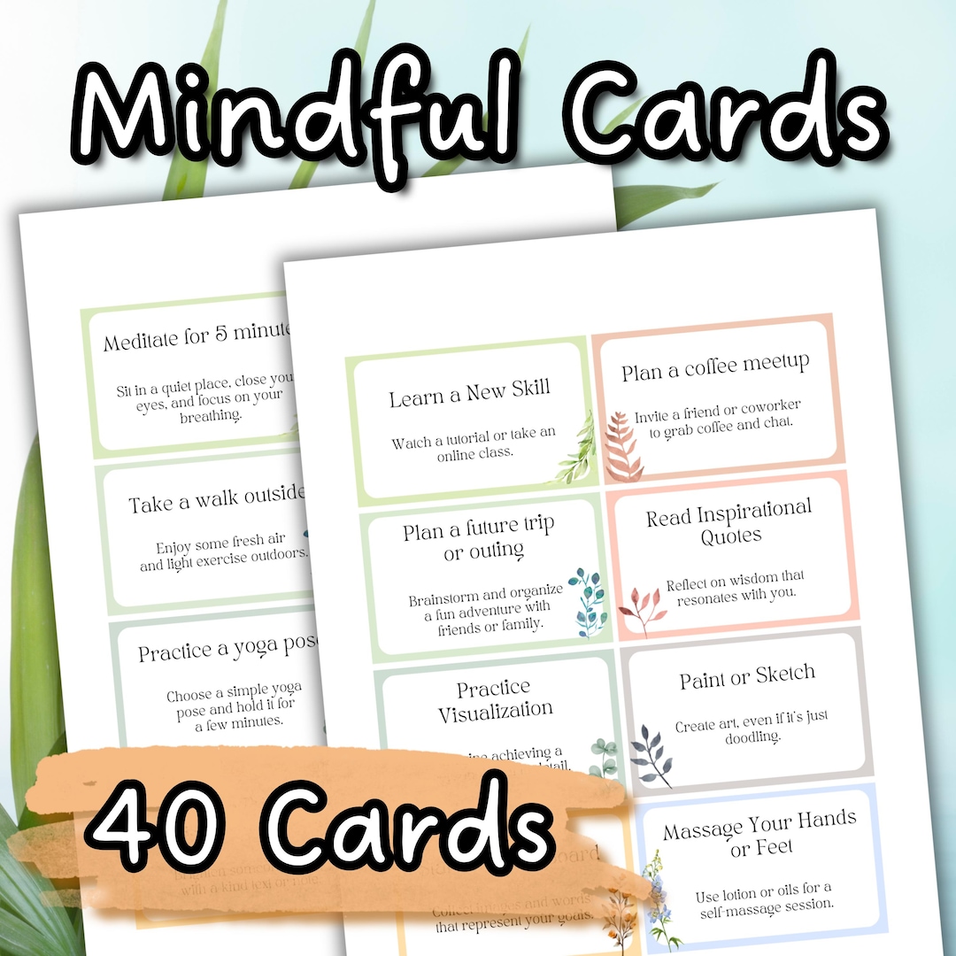 Mindful Activity Cards for Wellness Printable 40 Self-care Prompts for ...