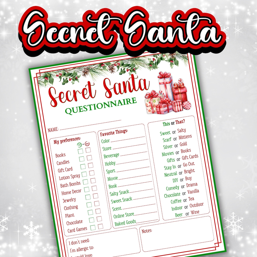 Secret Santa Questionnaire for Coworkers White Elephant Dice Game ...