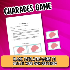 Printable Charades Game Group, Action Charades Cards Family Team ...