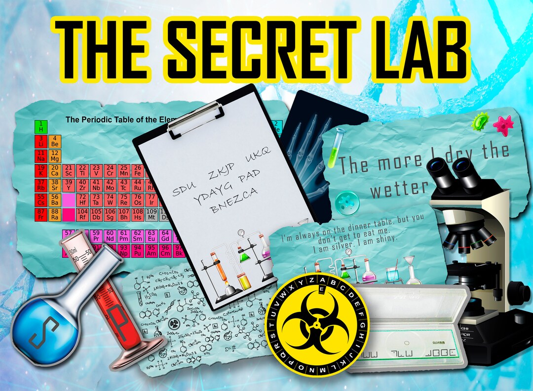 SECRET LAB Treasure Hunt Kids Game Scavenger Hunt Party Birthday Clues ...