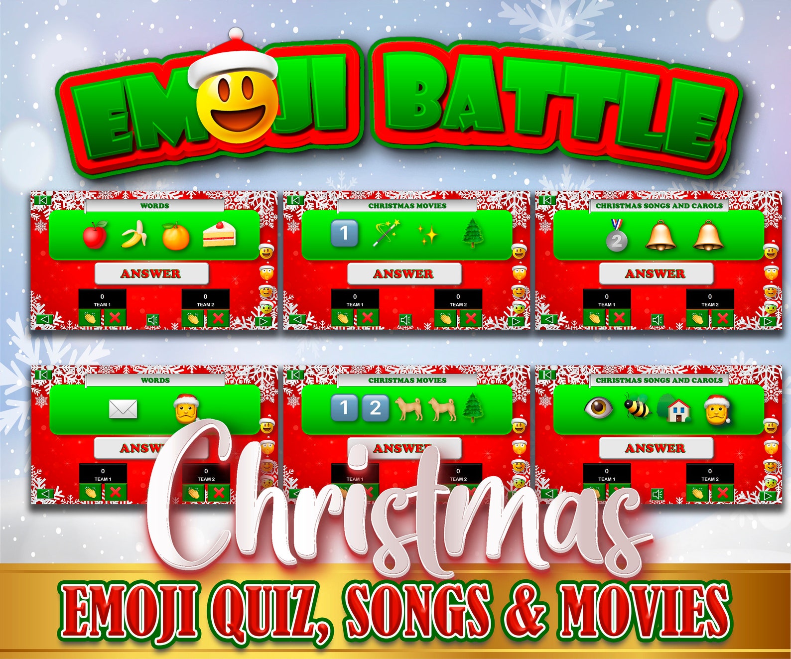 Christmas Emoji Quiz 3 Games Emoji Movie Emoji Songs - Etsy
