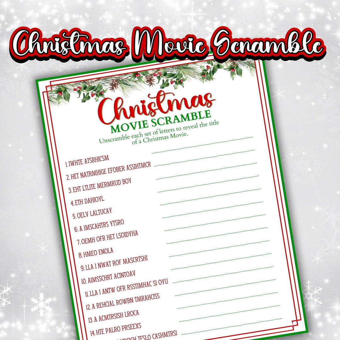 Christmas Word Scramble Game Printable Christmas Movie Scramble ...