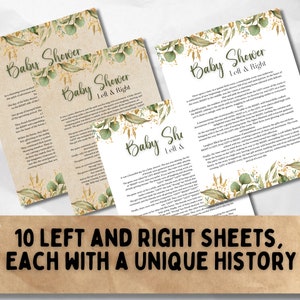 Left Right Baby Shower Game Printable Baby Shower Games Rustic Floral ...