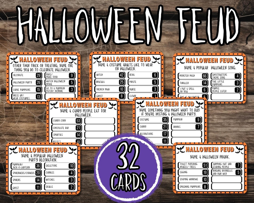 Halloween Feud Game Printable for Adults Halloween Activities Family ...