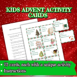 Advent Activity Cards for Kids Printable Christmas Countdown Family ...