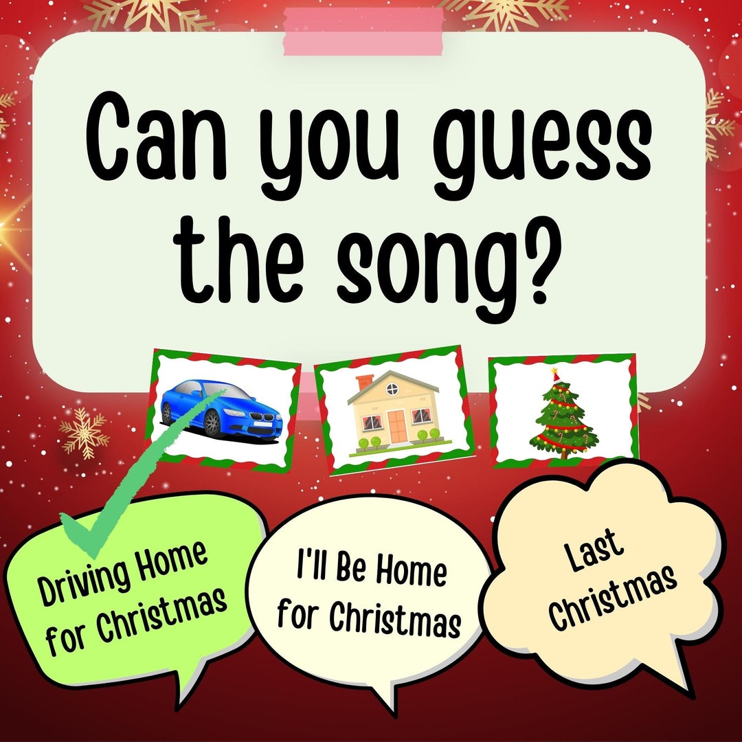 Christmas Pictionary Songs Guess The Christmas Carol Game Printable Christmas Pictionary Cards 