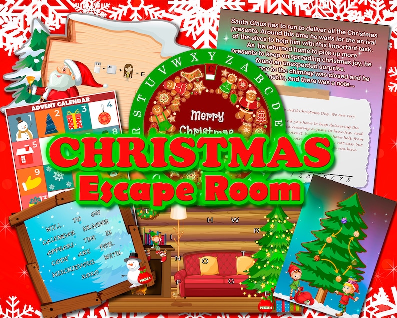 Kids Escape Room Christmas Printable Games Family Friendly | Etsy