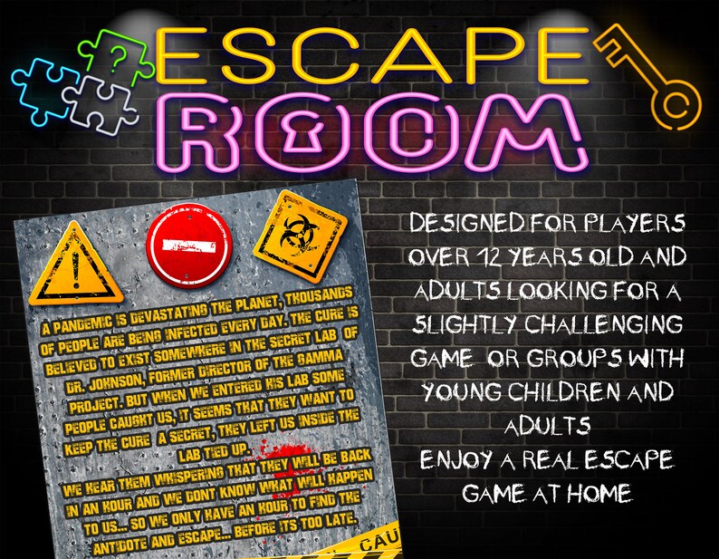 Virus: Secret Lab Escape Room Kit Real Life Home Family | Etsy