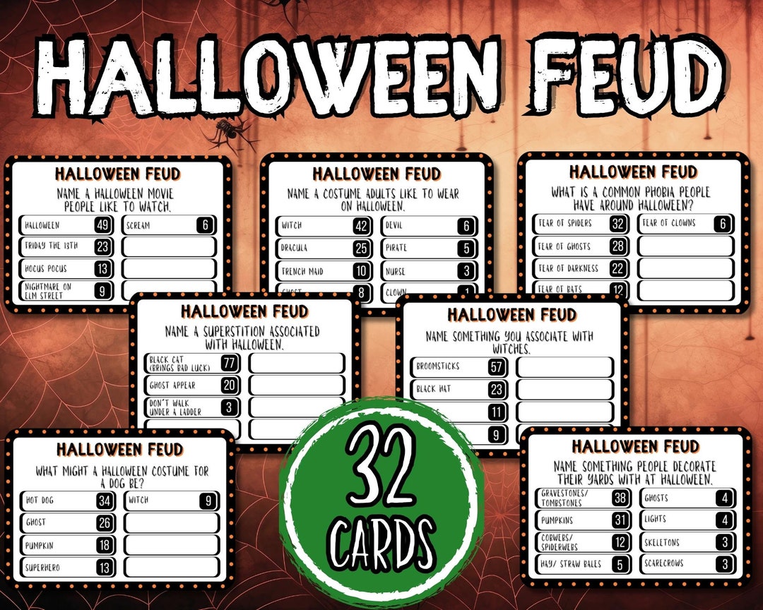 Halloween Feud Printable Game Halloween Games for Adults Halloween ...