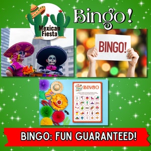 Mexican Party Fiesta Bingo Printable for Instant Download Cinco De Mayo ...