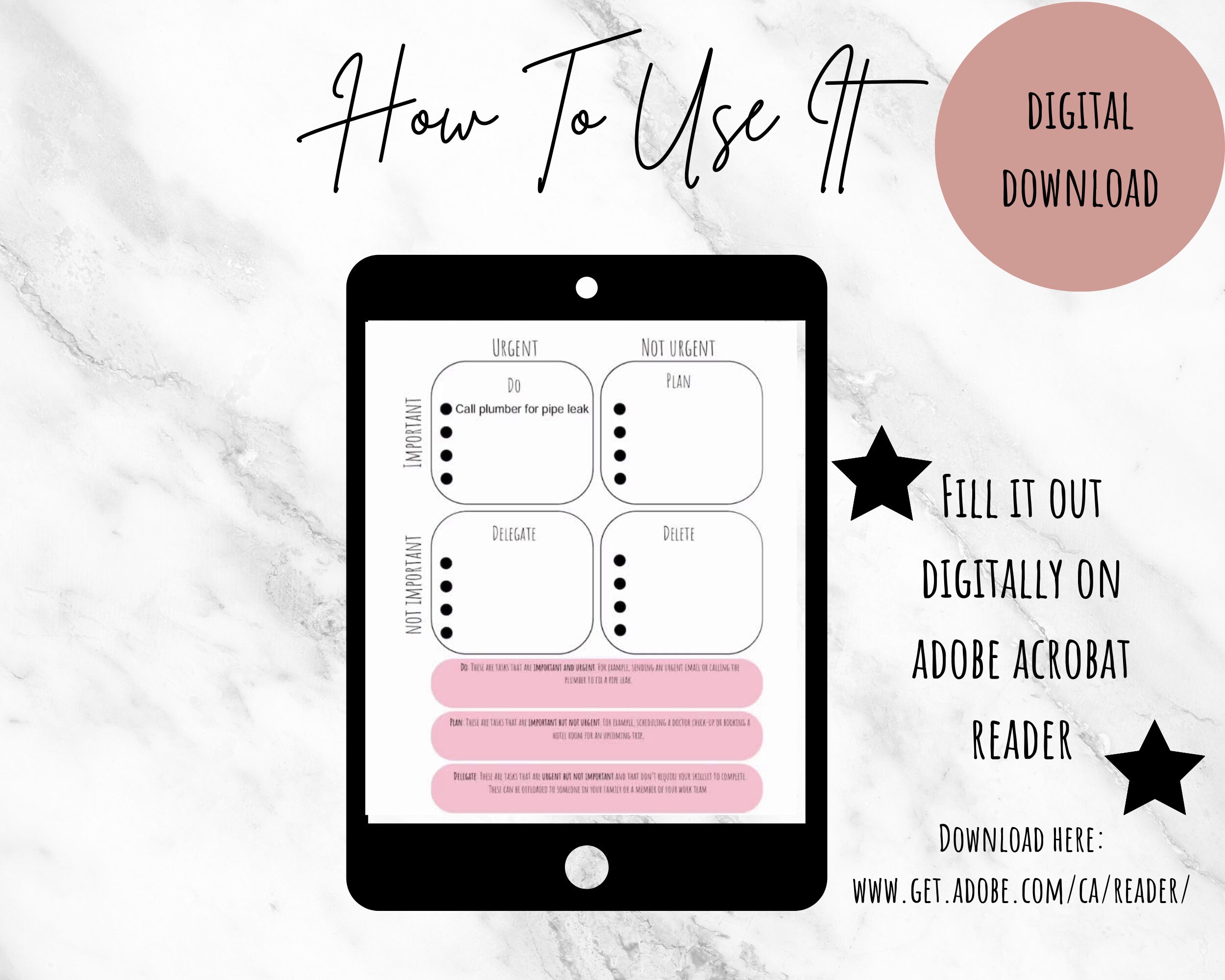 Adhd-friendly Eisenhower Matrix Printable Productivity Planner Time ...