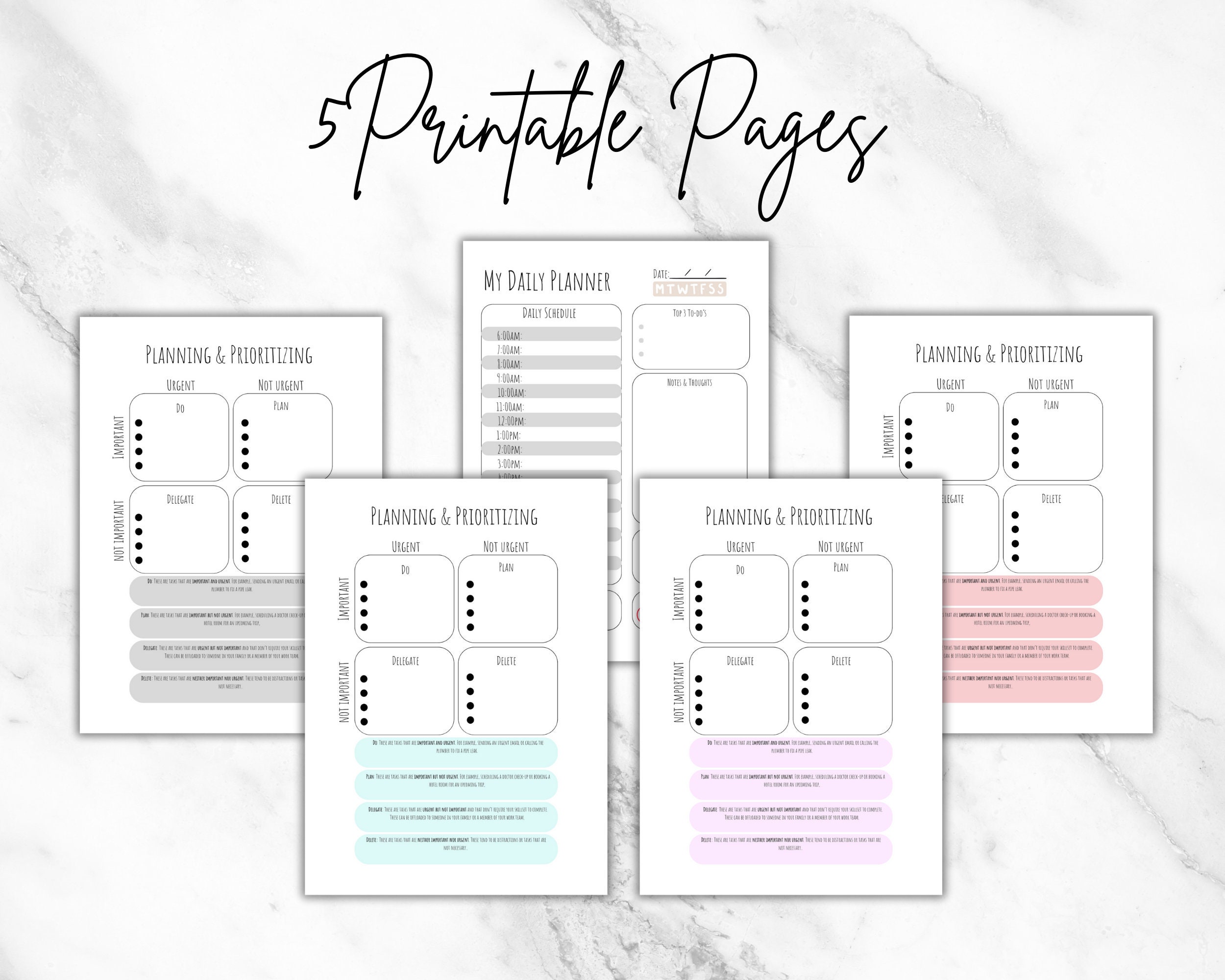 Adhd-friendly Eisenhower Matrix Printable Productivity Planner Time ...