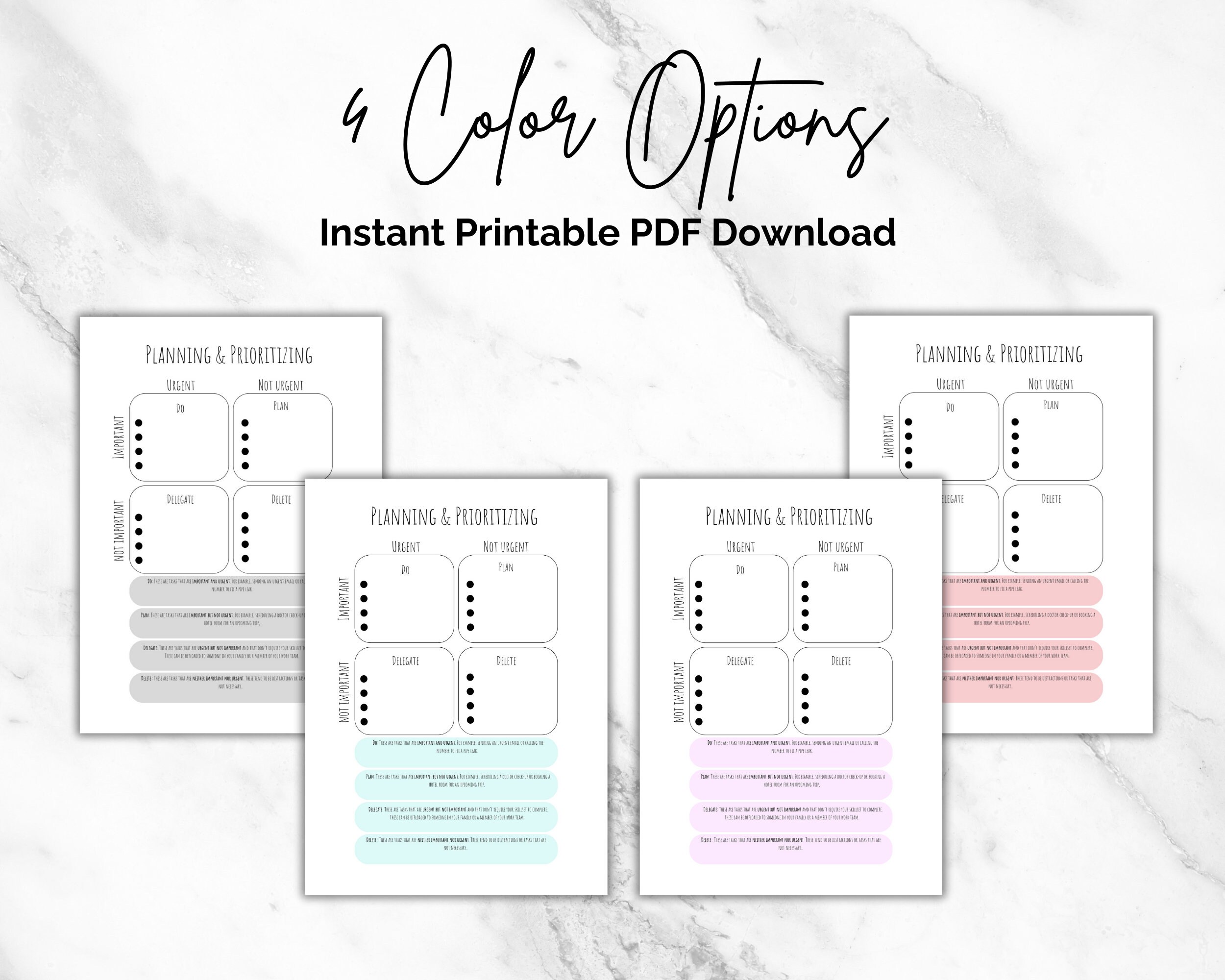 Adhd-friendly Eisenhower Matrix Printable Productivity Planner | Time ...