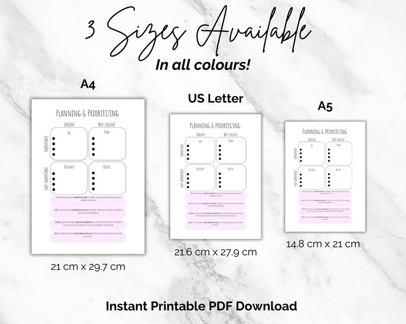 Adhd-friendly Eisenhower Matrix Printable Productivity Planner Time ...