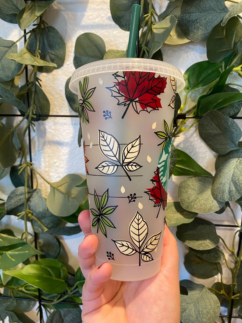 Fall Starbucks Cold Cup Fall Leaves Starbucks Cup - Etsy