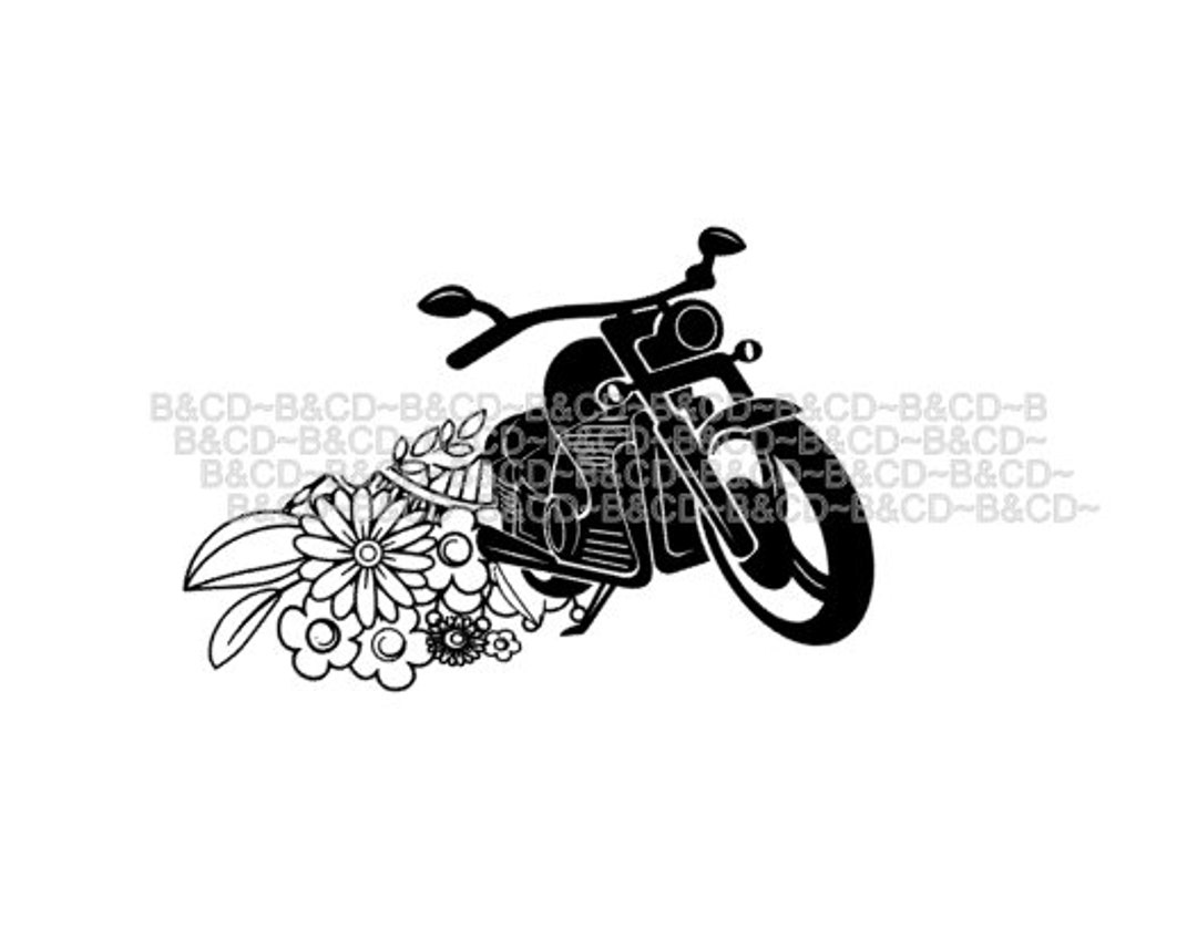 Flower Harley Davidson Motorcycle SVG Cut File for Cricut or Silhouette ...