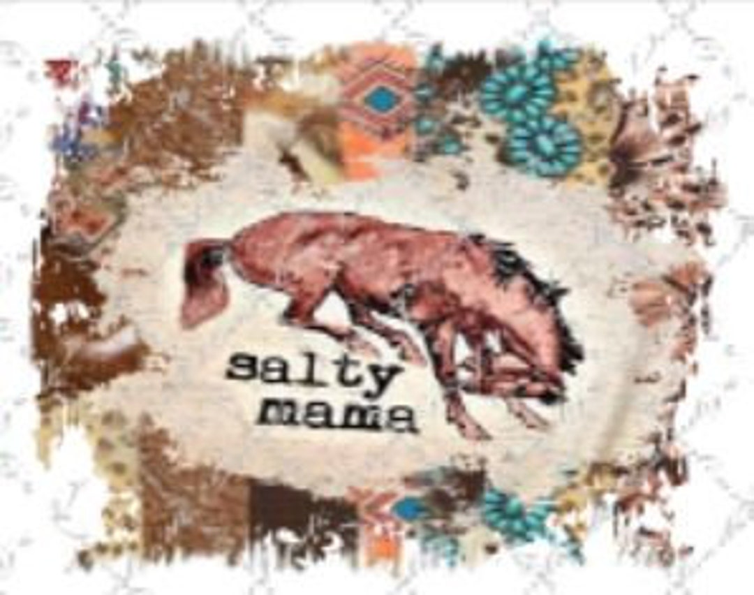 Salty Mama Horse Turquise Peach Leather Sublimation - Etsy