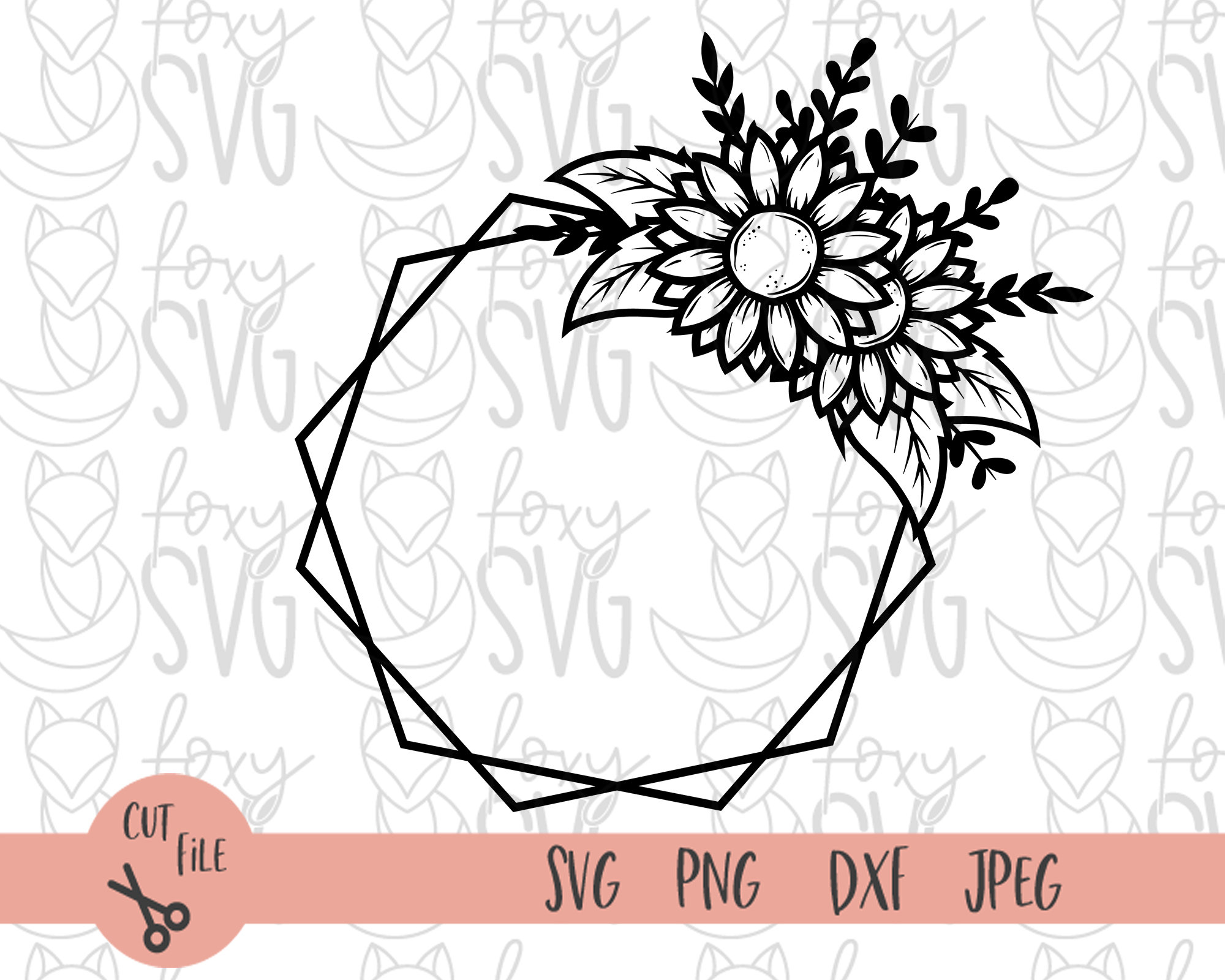Circle and Pentagon Flower Frame Svg, Circle Frame Svg, Floral Svg ...