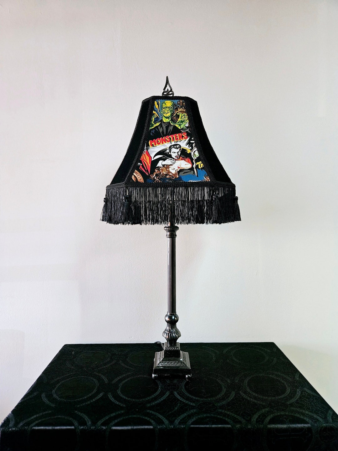 Vintage Monsters Inspired Lampshade | Gothic Décor | Handmade Lampshade ...