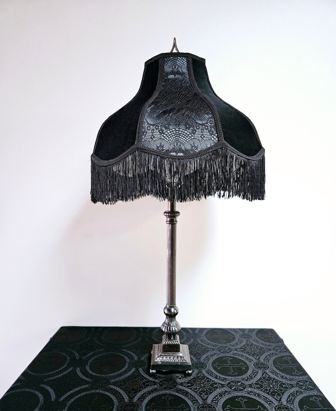 Victorian Lampshade | Black | Gothic Décor | Vintage | Fringe ...