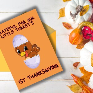 Cute Turkey Thanksgiving Greeting Card, Thankful Card - Etsy