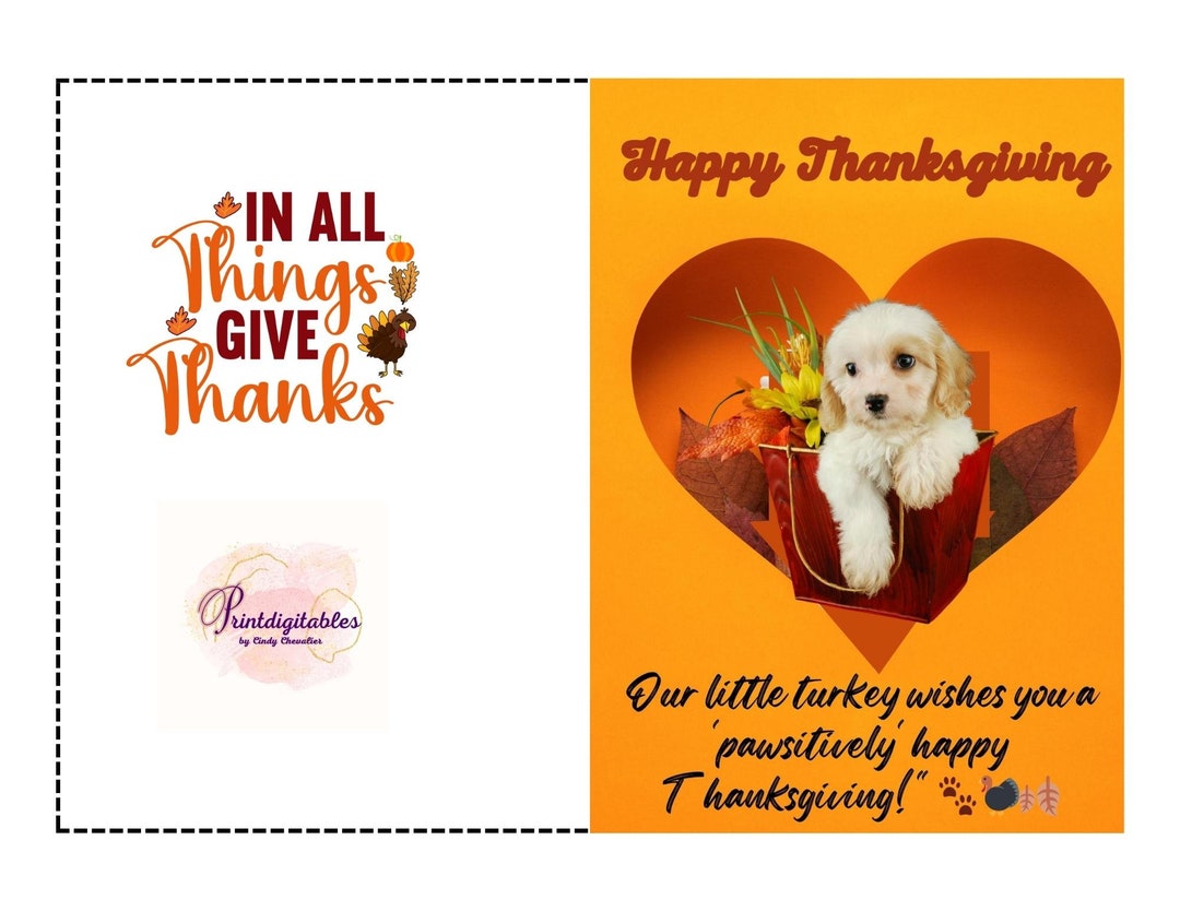 Thanksgiving Puppy Greeting Card, Heartwarming Design (digital Download ...