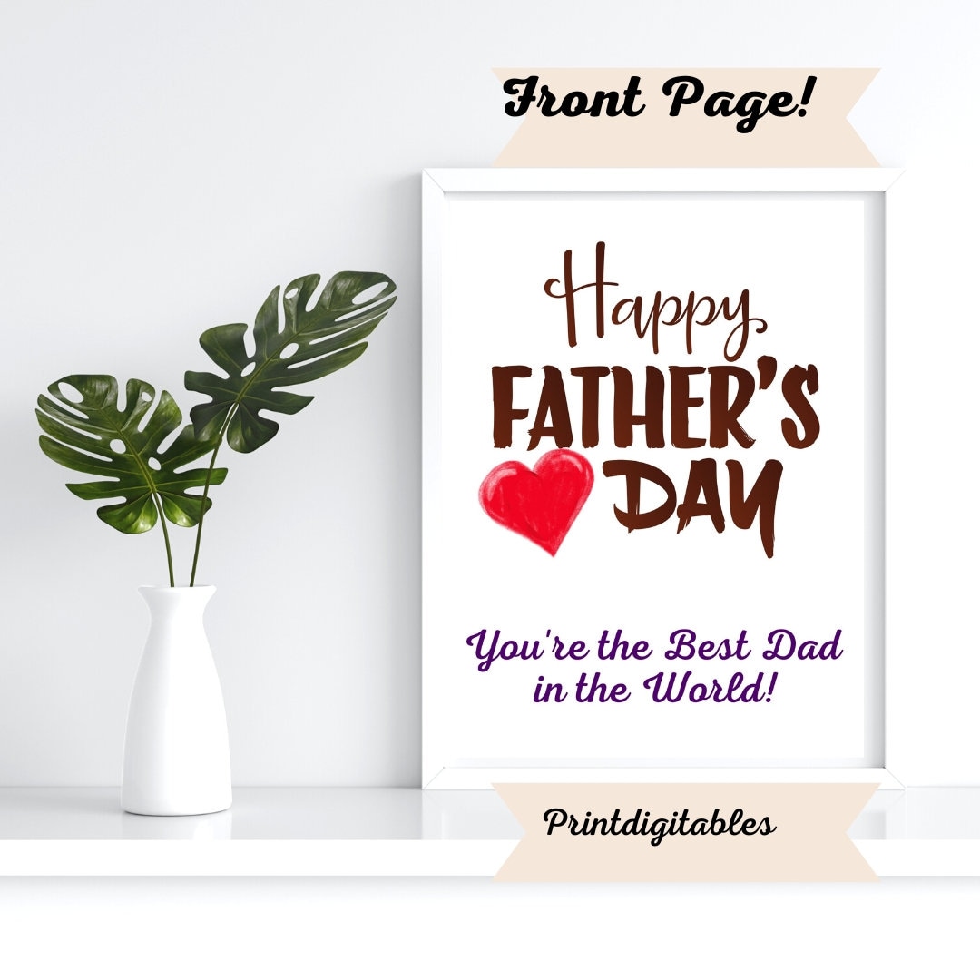 Fathers Day Card 5"x7" Envelope Template Included. Best Dad Ever Card ...