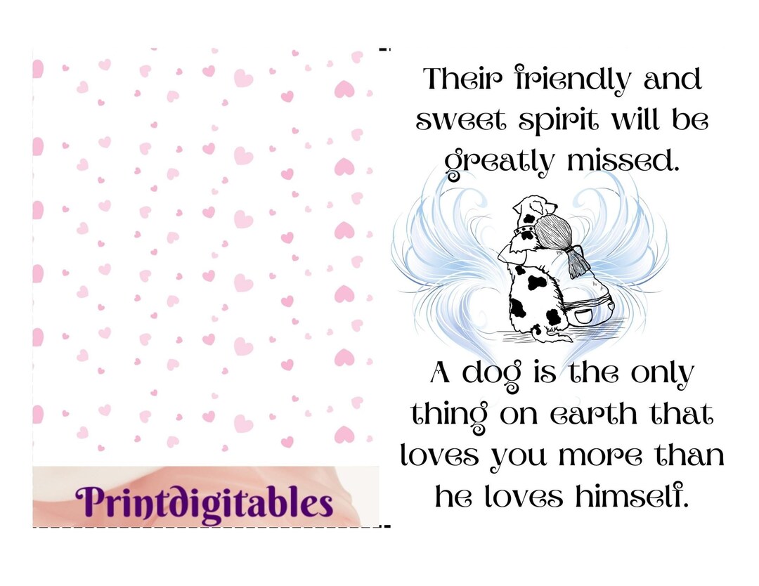 Pet Sympathy Card, Loss of Dog, Bereavement Gift (5x7 Card) - Etsy