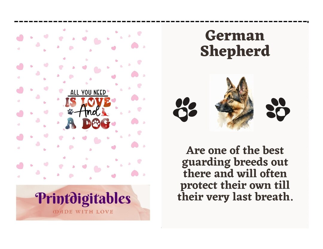 German Shepherd Card, Dog Art Greetings Card, Personalized Card, Animal ...