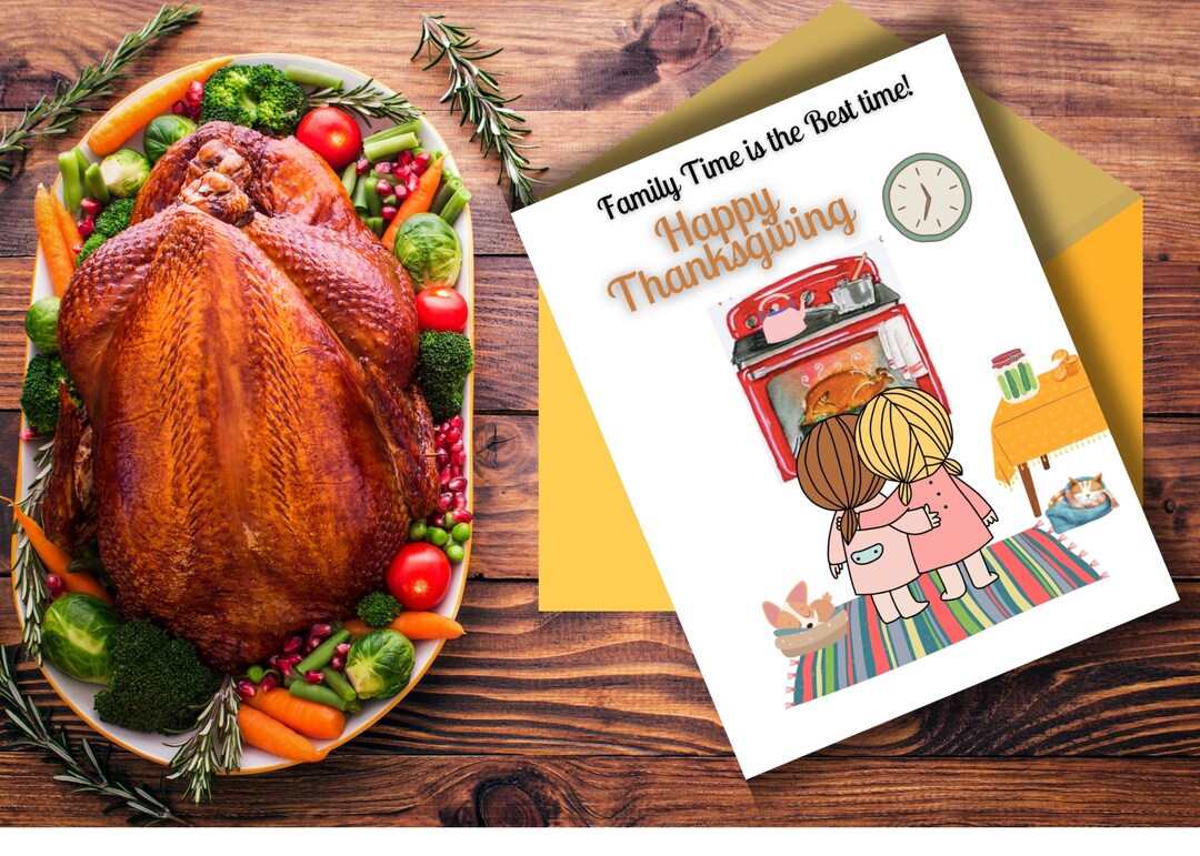 Cute Thanksgiving Greeting Card, Family Turkey Day (printable) - Etsy