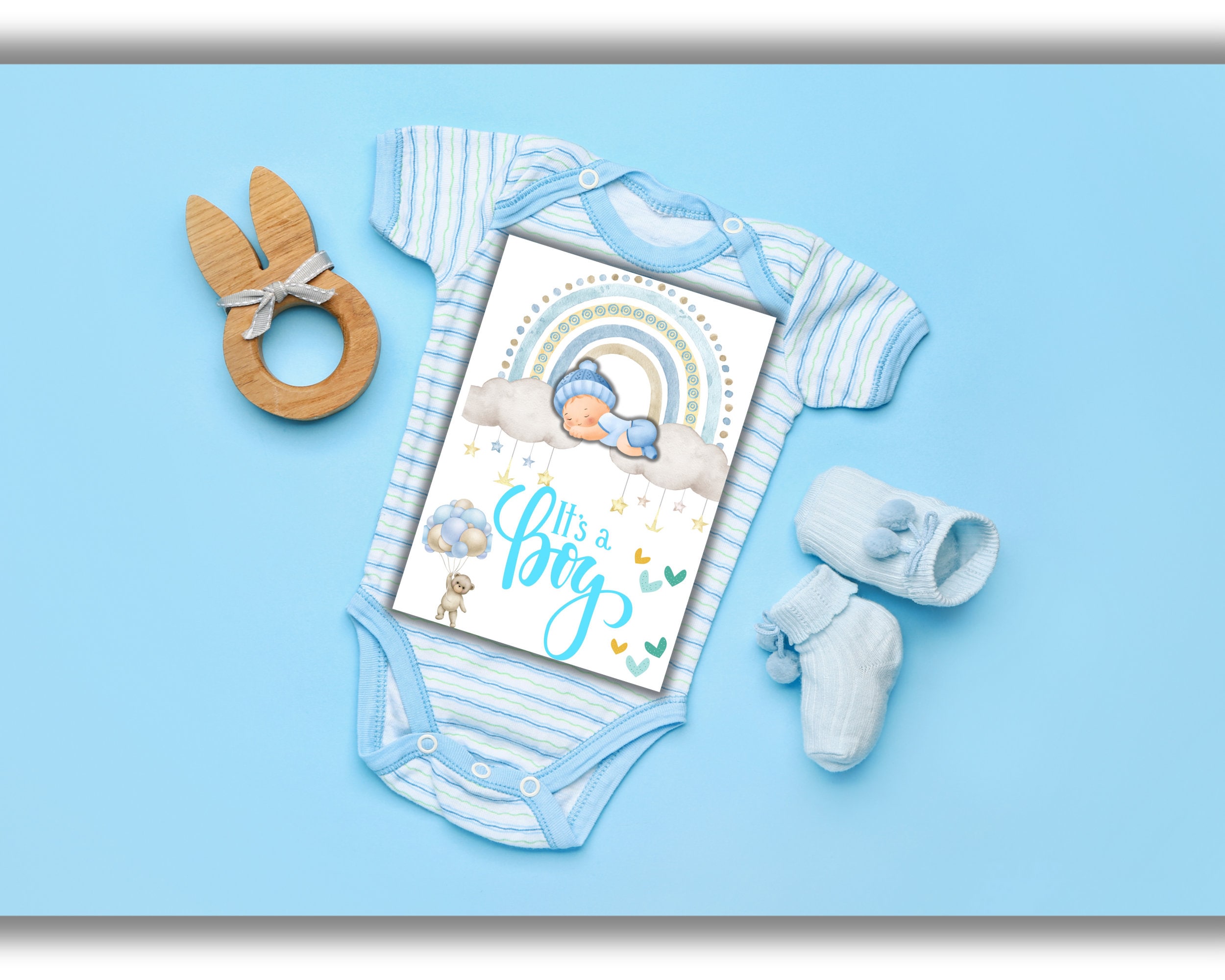 Baby Boy Card, Newborn Welcome (5x7 Printable) - Etsy