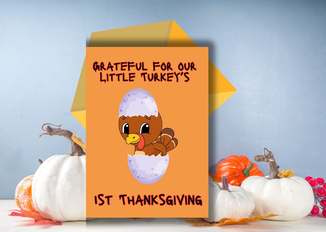 Cute Turkey Thanksgiving Greeting Card, Thankful Card - Etsy