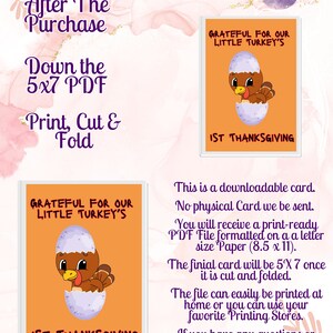 Cute Turkey Thanksgiving Greeting Card, Thankful Card - Etsy