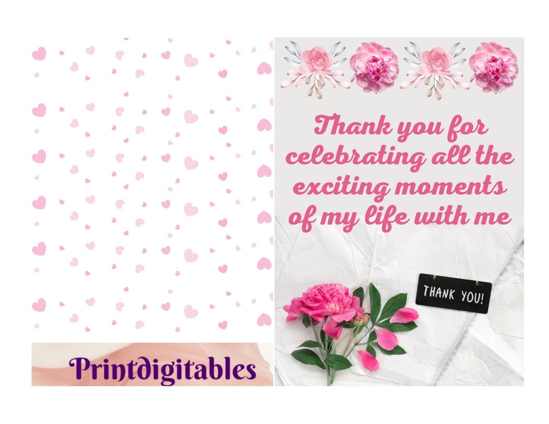 Thank You Greeting Card Printable 5x7, Thanks so Much, Thank You Gift ...