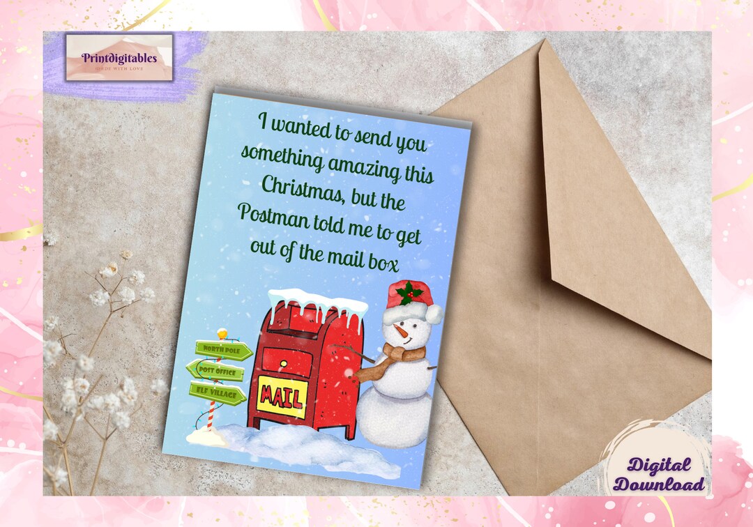 Funny Christmas Card Pun, Postman Mailbox Humor (digital Download) - Etsy