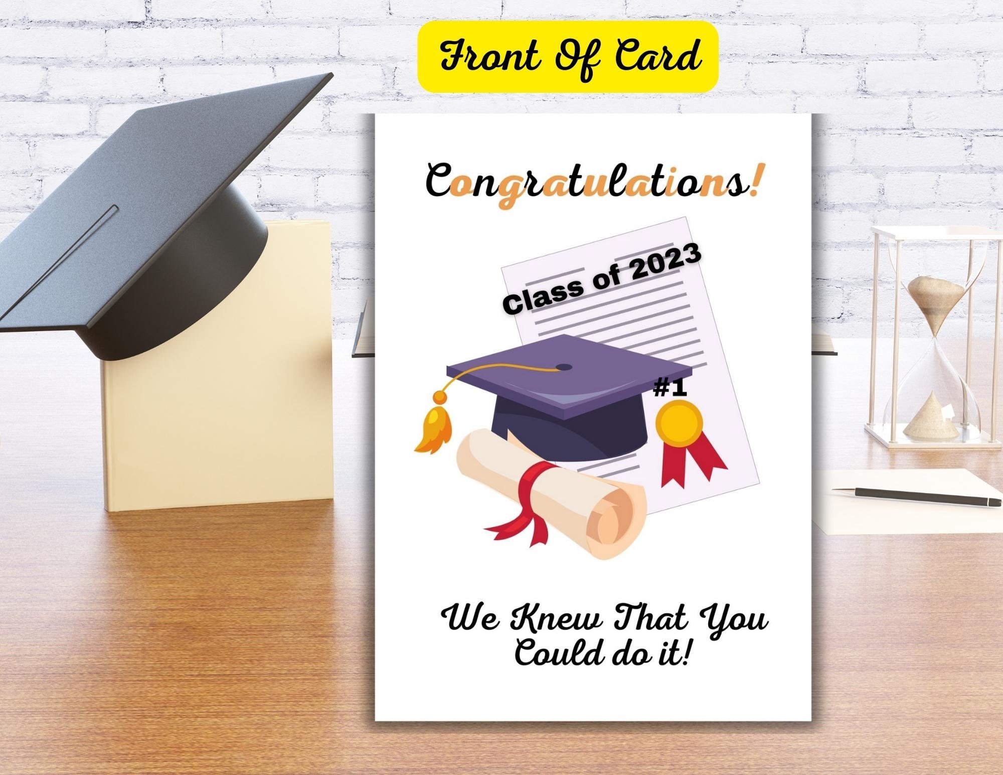 Graduation Card 5"x7"with Downloadable Envelope Class Senior High ...