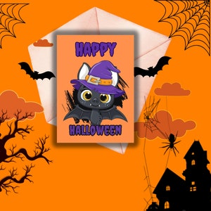 Spooktacular Halloween Greeting Card: 5x7 Downloadable Design With Cute ...