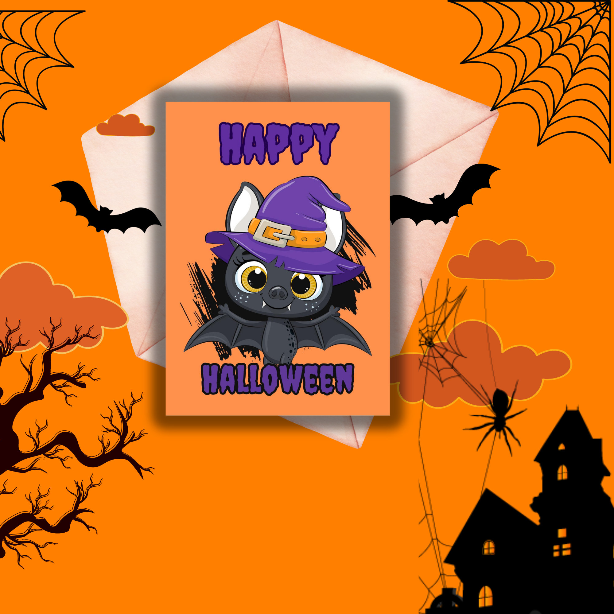 Spooktacular Halloween Greeting Card: 5x7 Downloadable Design With Cute ...