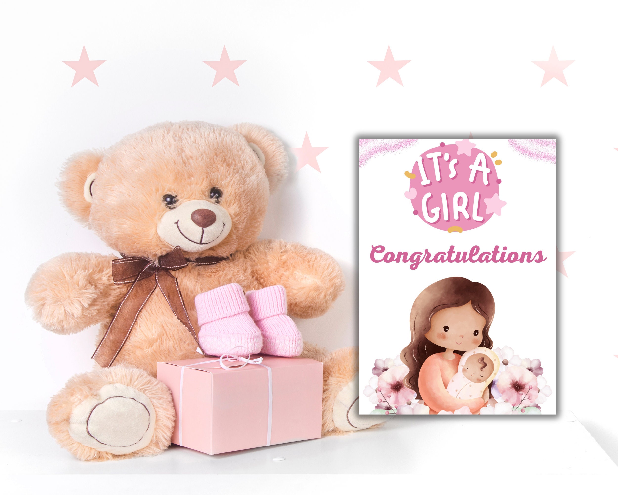 Congratulations Baby Girl 5x7 Greeting Card Newborn Welcome Celebrate ...