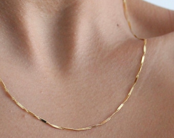 Twisted Bar Link Chain, Singapore Chain Gold, Singapore Chain, Bar ...