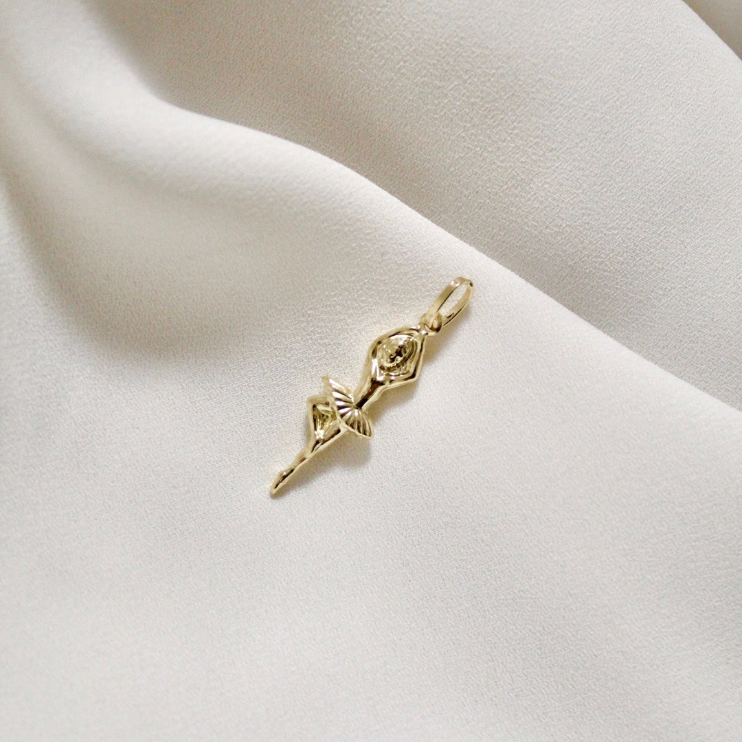 14K Solid Yellow Gold Ballerina Charm - Ballerina Pendant - 1-day ...
